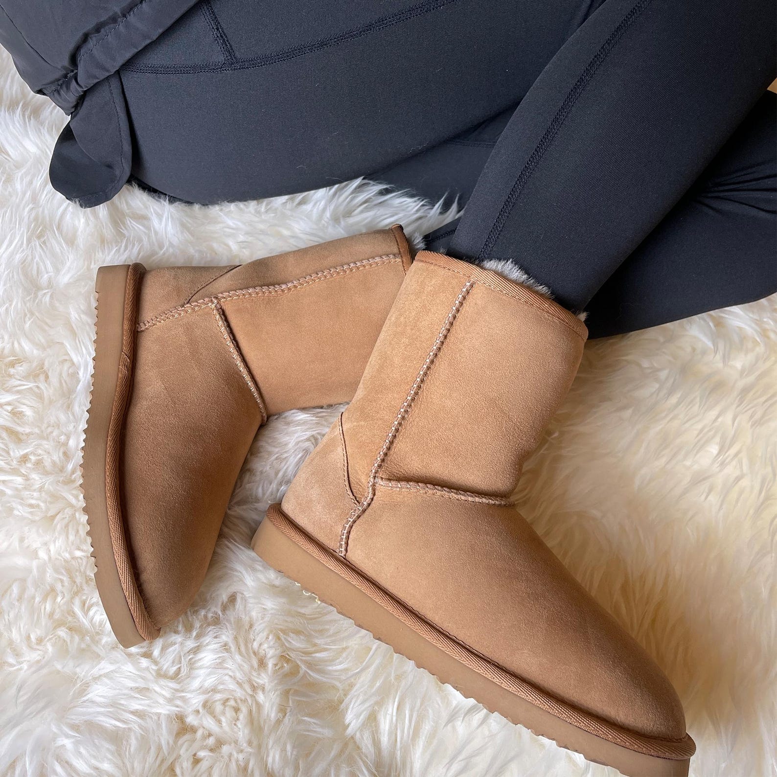 Women's Grand-upper Sheepskin Boots, Chestnut / Black High-top Boot ...