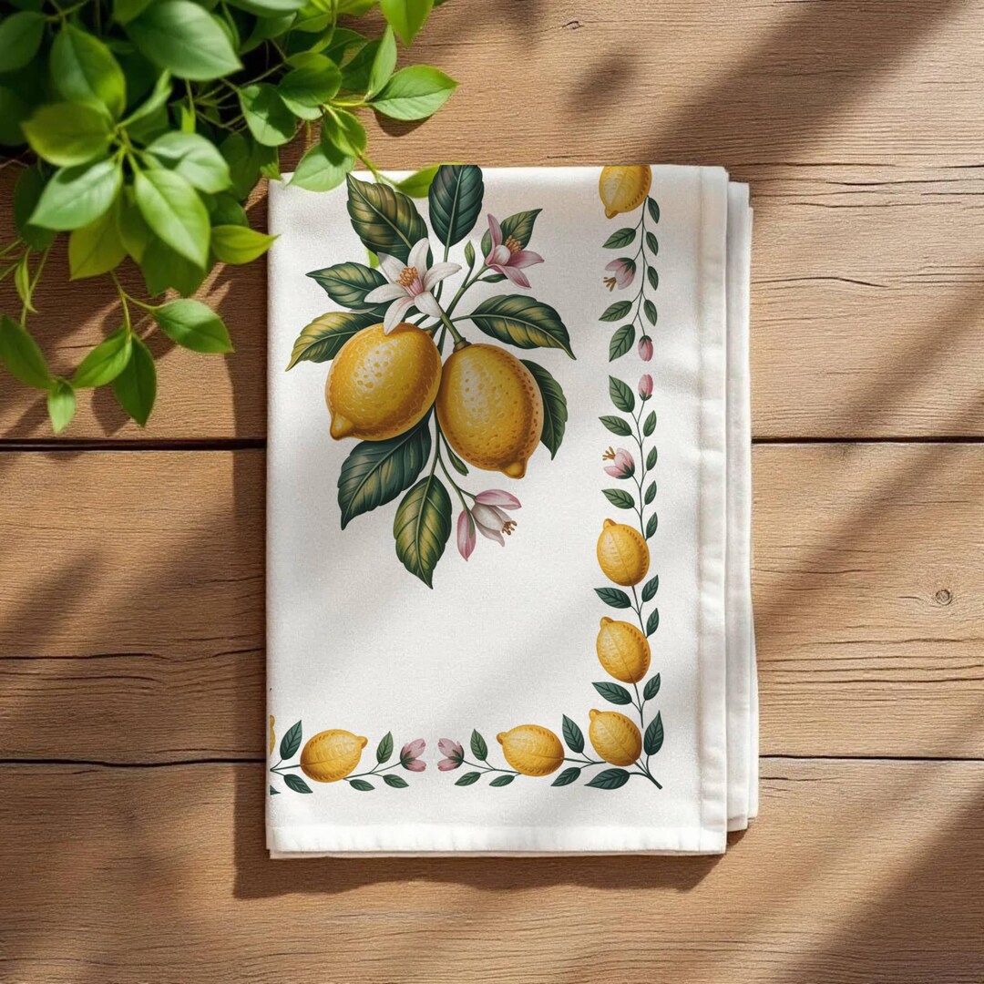 Amalfi Coast Kitchen Towel: Italian Citrus Print, Cotton Twill - Etsy