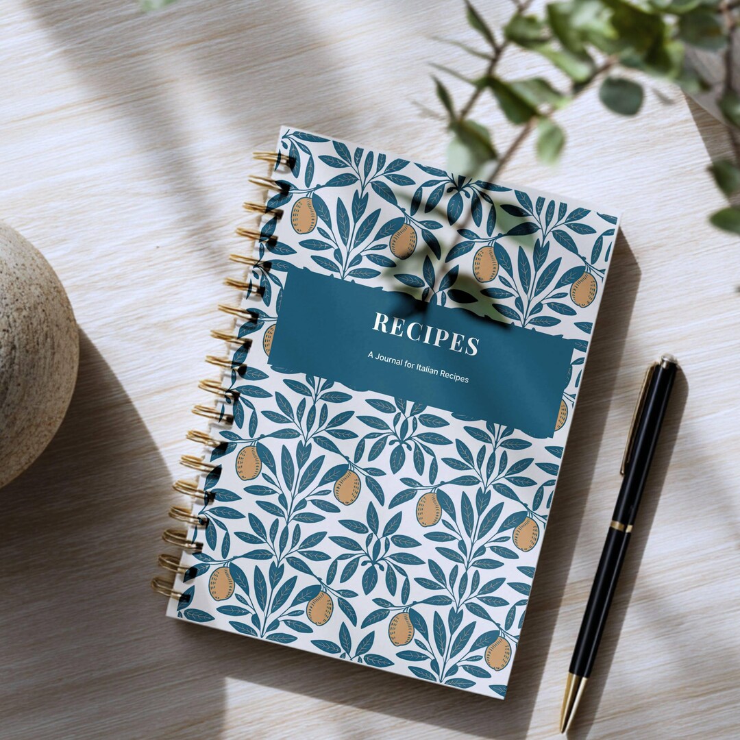Italian Spiral Notebook - Majolica Pattern Design, Cooking Journal ...