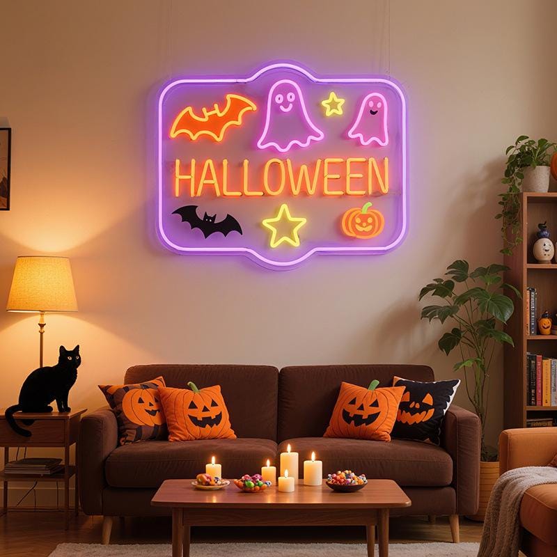 Neon Halloween Sign Boo Halloween Neon Light Halloween Party Led Light ...