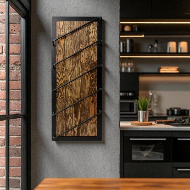 Wall Mounted Wine Rack – Industrial Style Bottle Holder With Metal ...