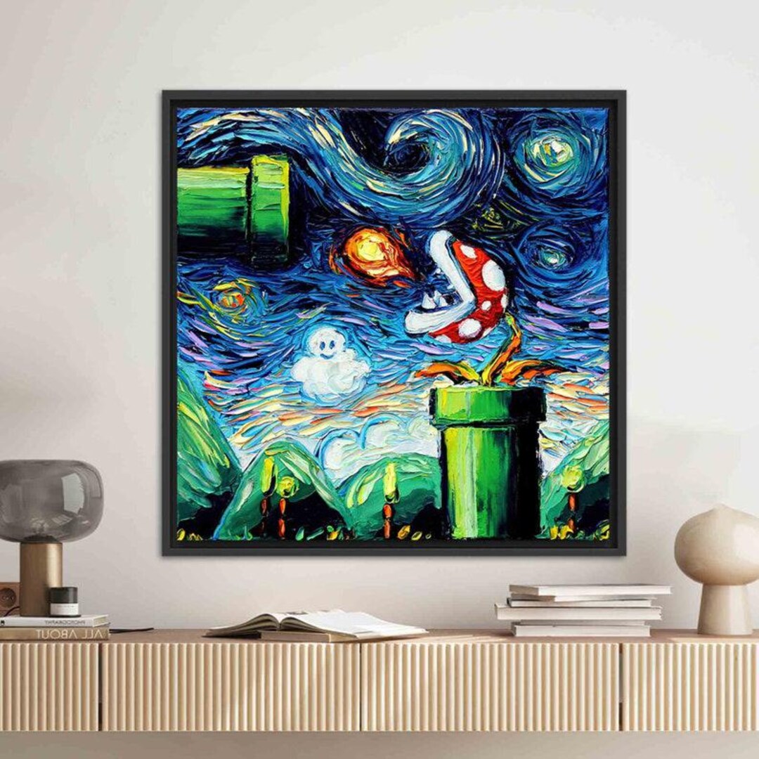 Mario World Wall Art, Van Gogh Art, Super Mario Wall Decor, Van Gogh ...