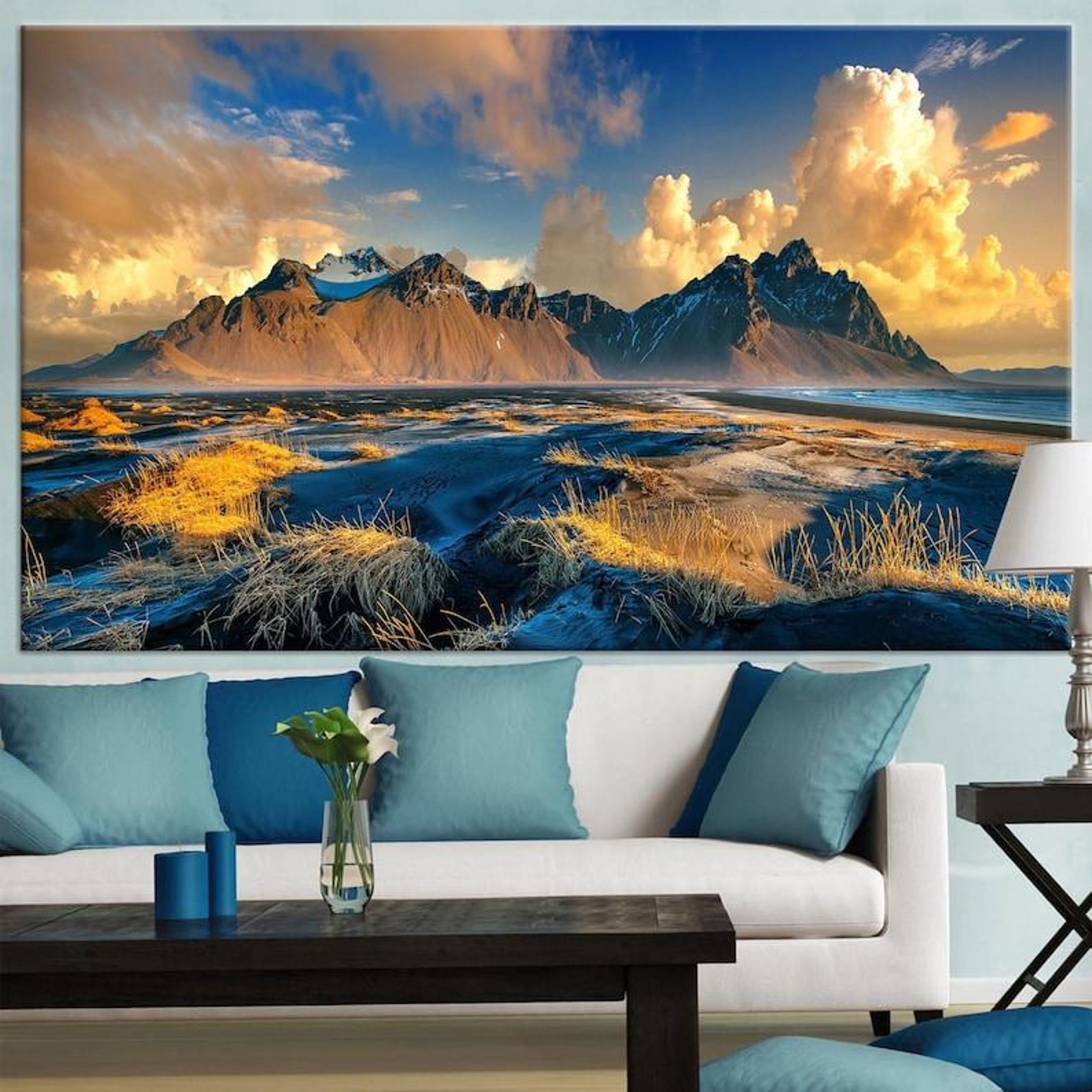 Lienzo de lago de montaña: decoración de paisaje natural enmarcado ...