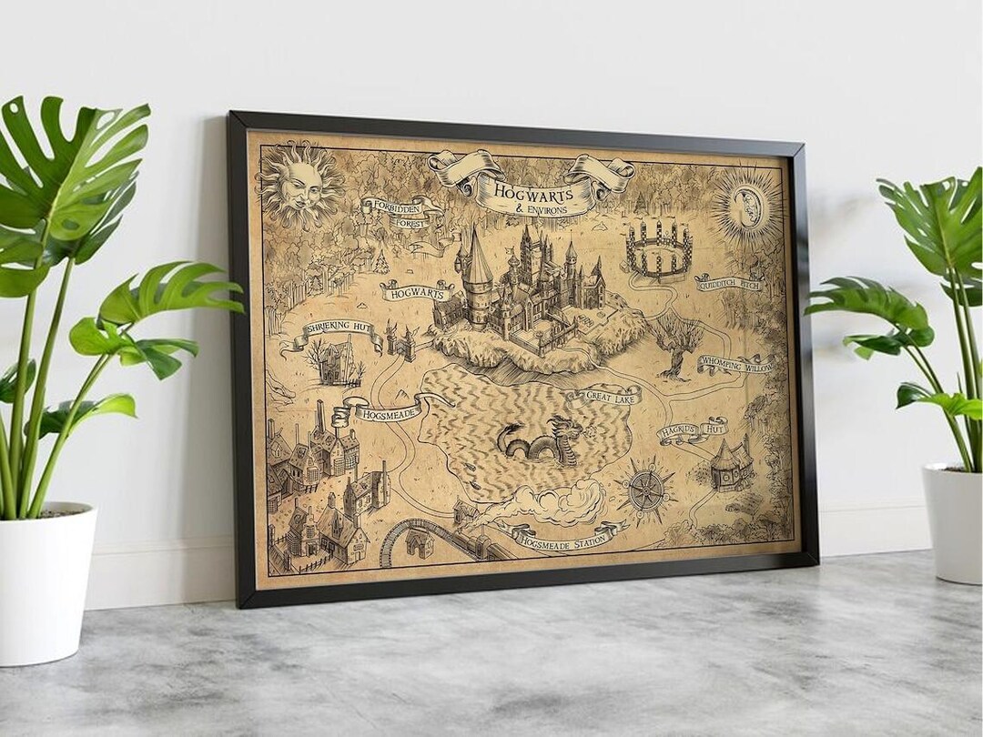 Wizarding World Map Poster, Vintage Fantasy Wall Art, Canvas or ...