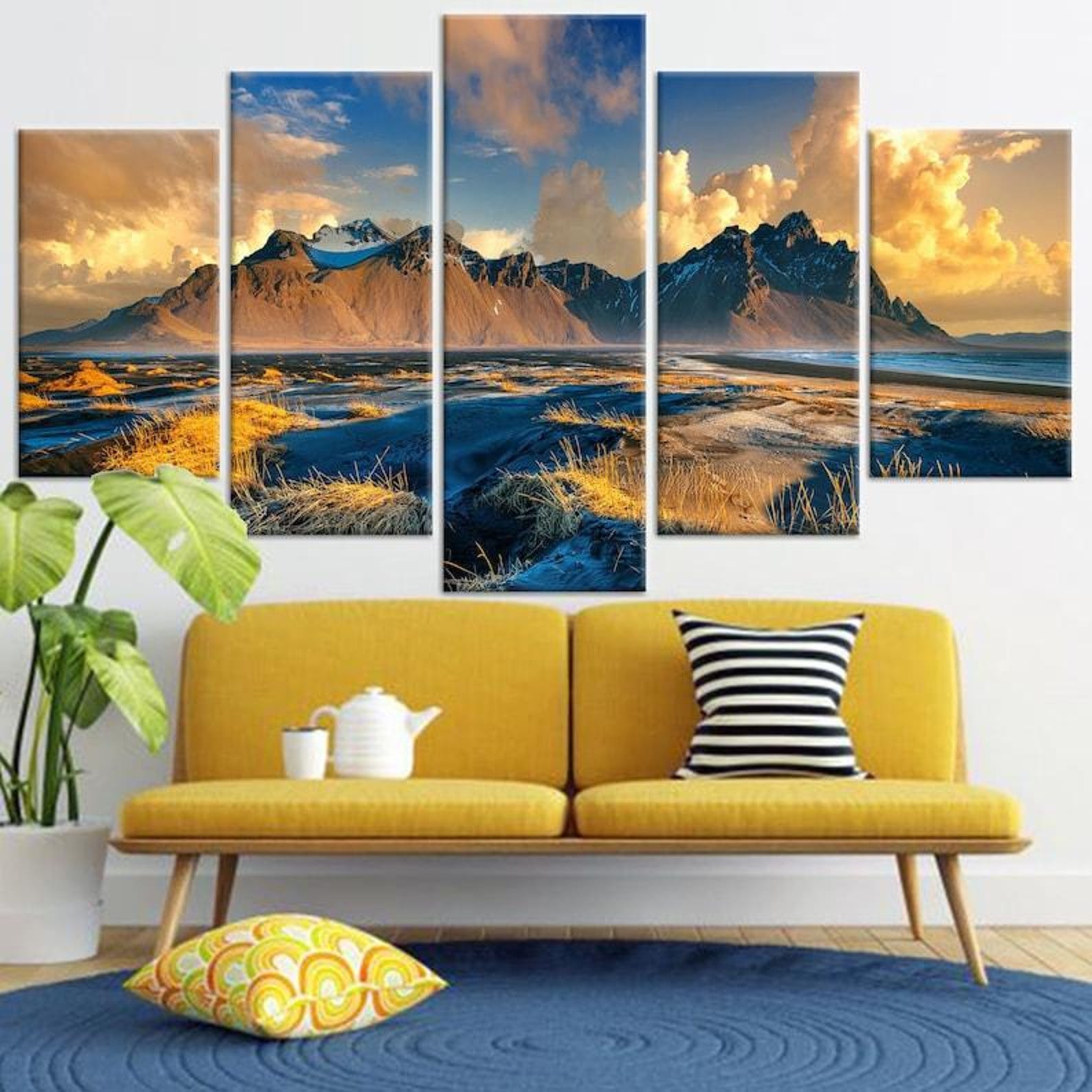 Lienzo de lago de montaña: decoración de paisaje natural enmarcado ...