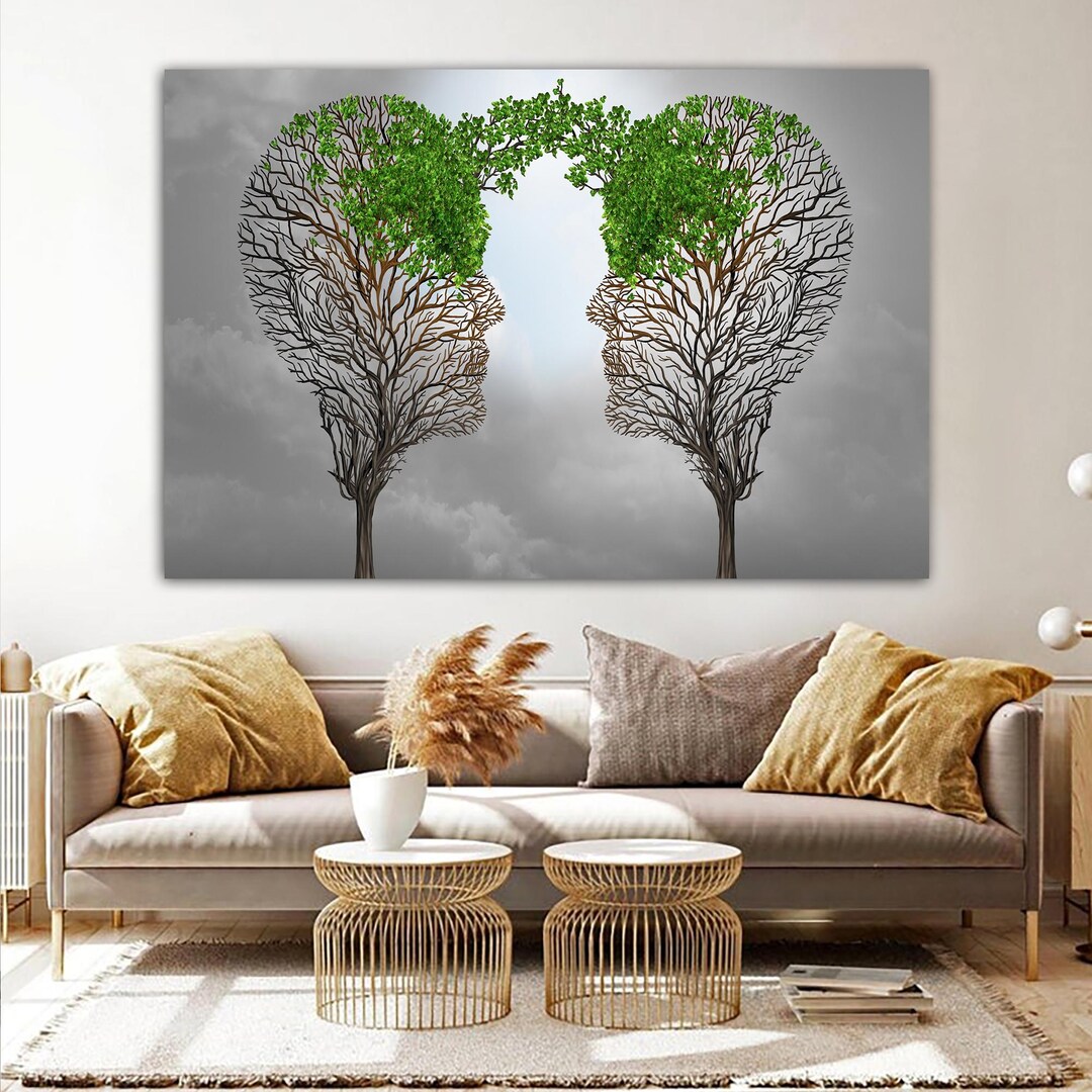Tree Head Canvas Art, Psychology Office Decor, Mental Health Gift - Etsy