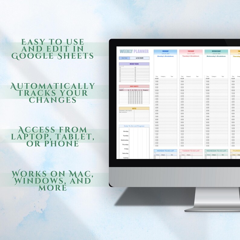 2025 Weekly Planner: Google Sheets Task Tracker (digital Download) - Etsy