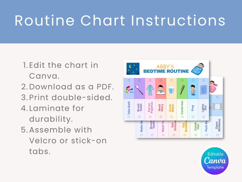 Editable Routine Flip Chart Daily Chore Chart for Kids Morning ...
