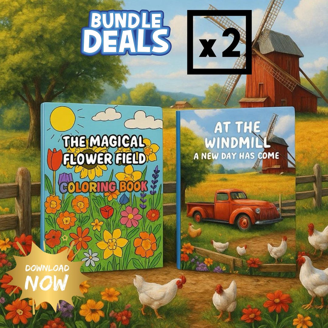 2-book Nature Coloring Bundle for Kids – Flowers and Countryside ...