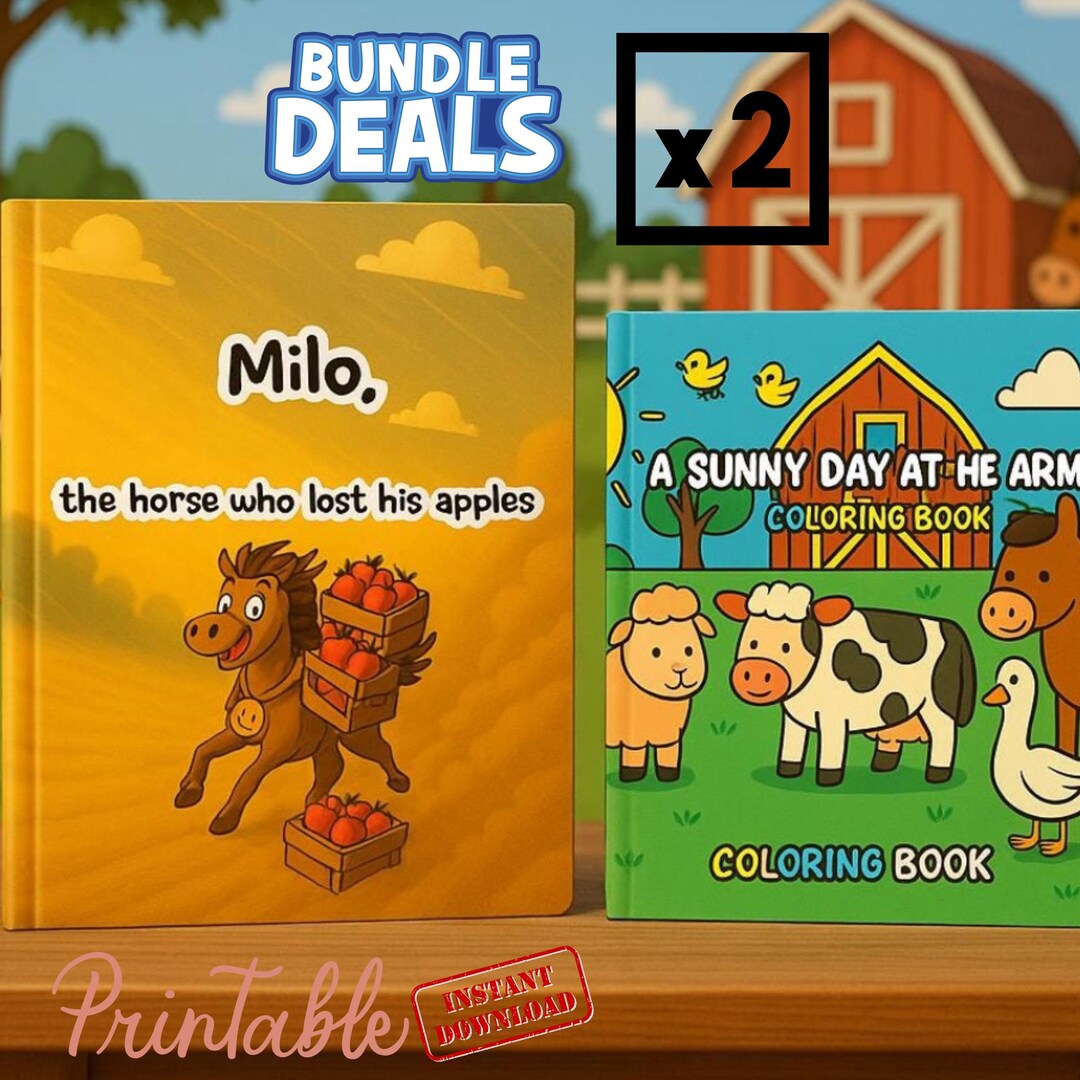 2-book Farm Animal Bundle for Kids – Rhyming Storybook and Coloring ...