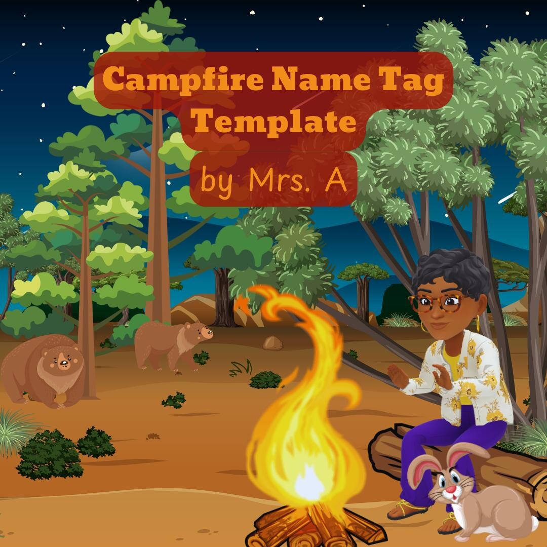 Editable Campfire Name Tags | Outdoor Adventure Desk Labels for ...