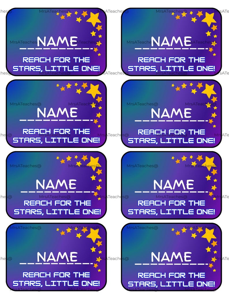 Editable Space-themed Name Tags | Reach for the Stars Student Desk ...