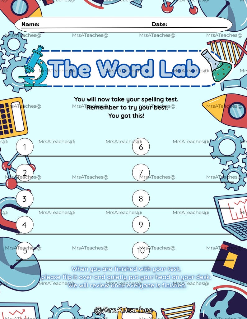 Spelling Test Template Set | Printable PDF for Classroom Use | “say It ...