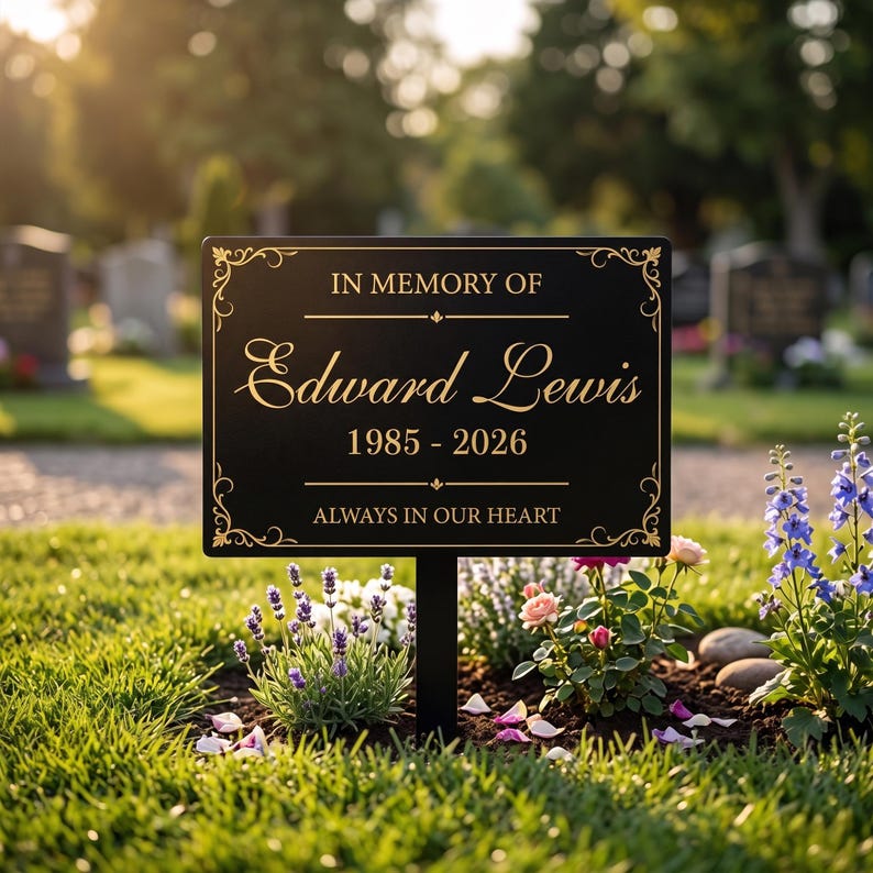 Personalized Memorial Grave Marker Sign, Custom in Loving Memory Plaque ...
