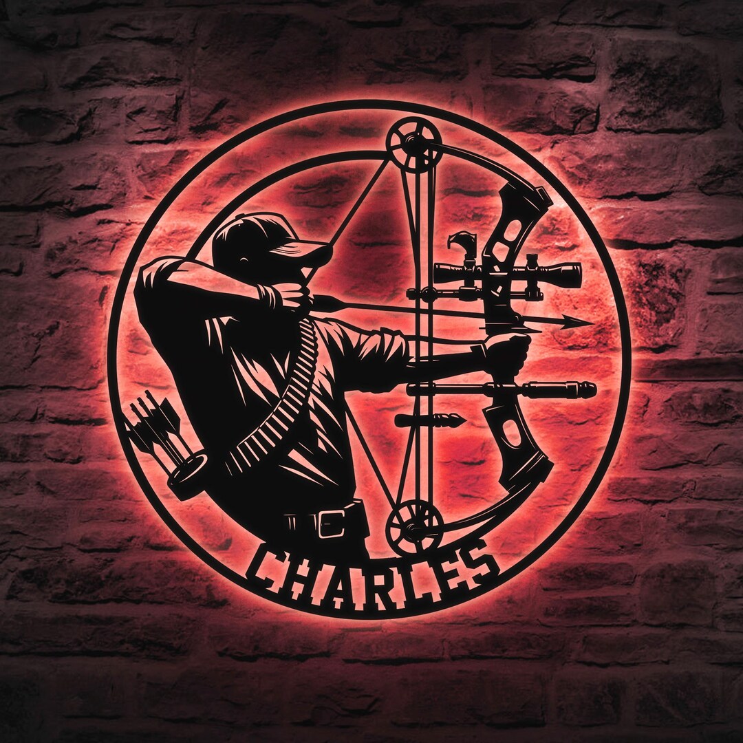 Custom Archery Metal Wall Art With LED Lights, Personalized Girl Archer ...