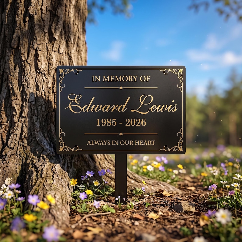 Personalized Memorial Grave Marker Sign, Custom in Loving Memory Plaque ...