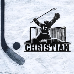 Custom Hockey Name Sign, Hockey Stick Metal Wall Art, Sports Name Sign ...