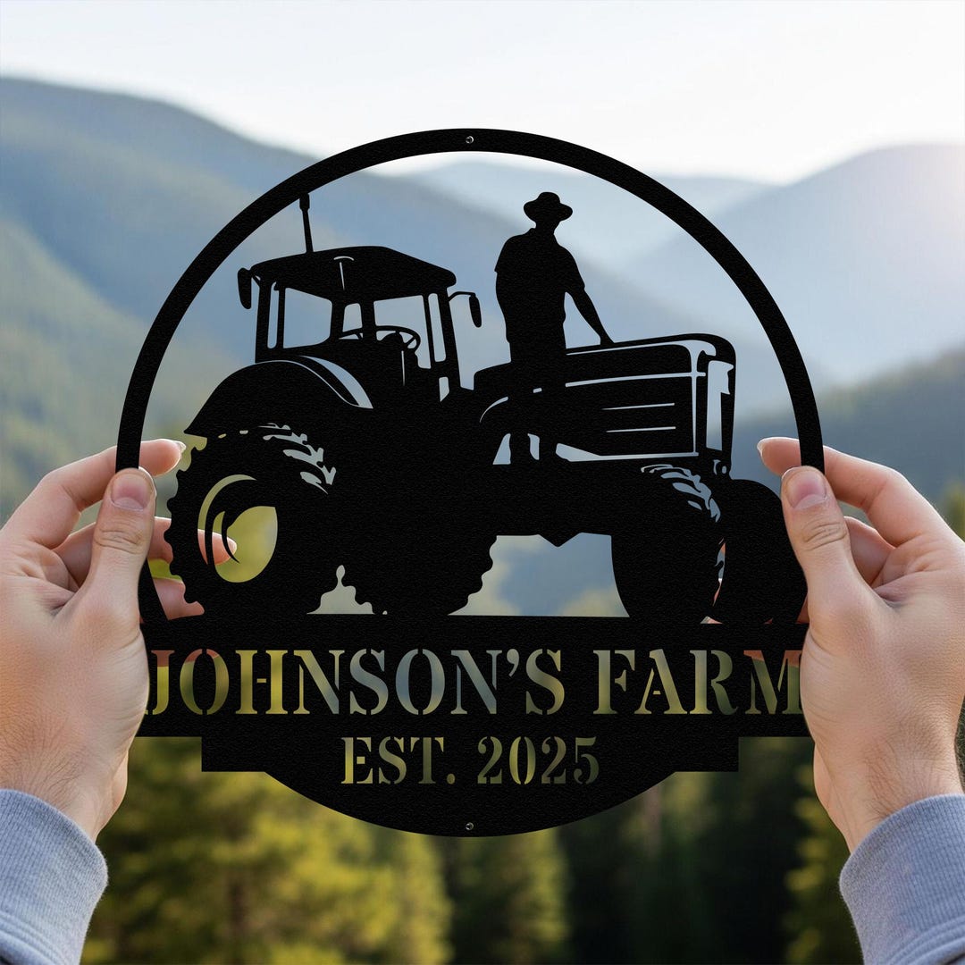 Custom Tractor Metal Sign, Farm Metal Name Sign, Farm Barn Sign, Gift ...