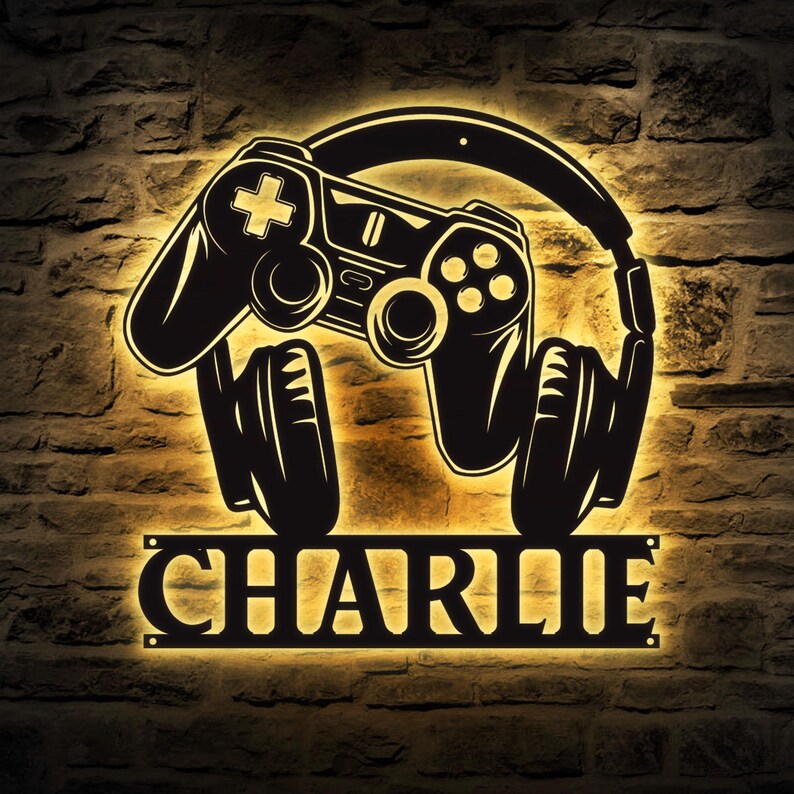 Custom Gamer LED Metal Sign, Game Controller Wall Decor, Video Game ...