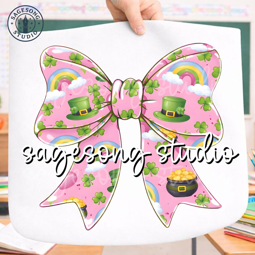 Patrick Coquette Bow Png, Shamrock Lucky Bow Png, Irish Patrick Day Png ...