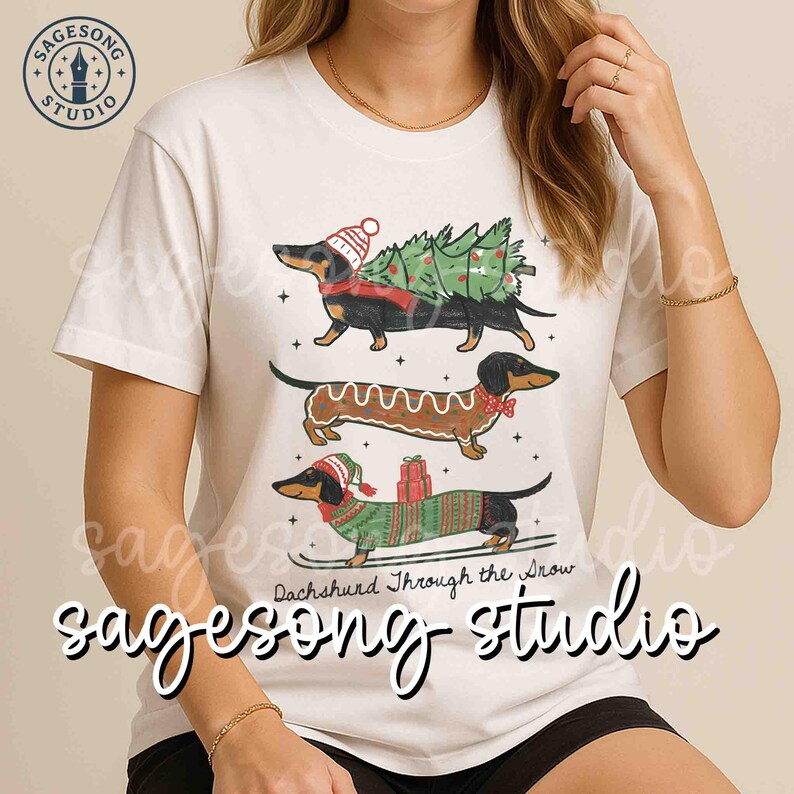 Retro Dachshund Through the Snow Png, Snowboarding Dachshund ...