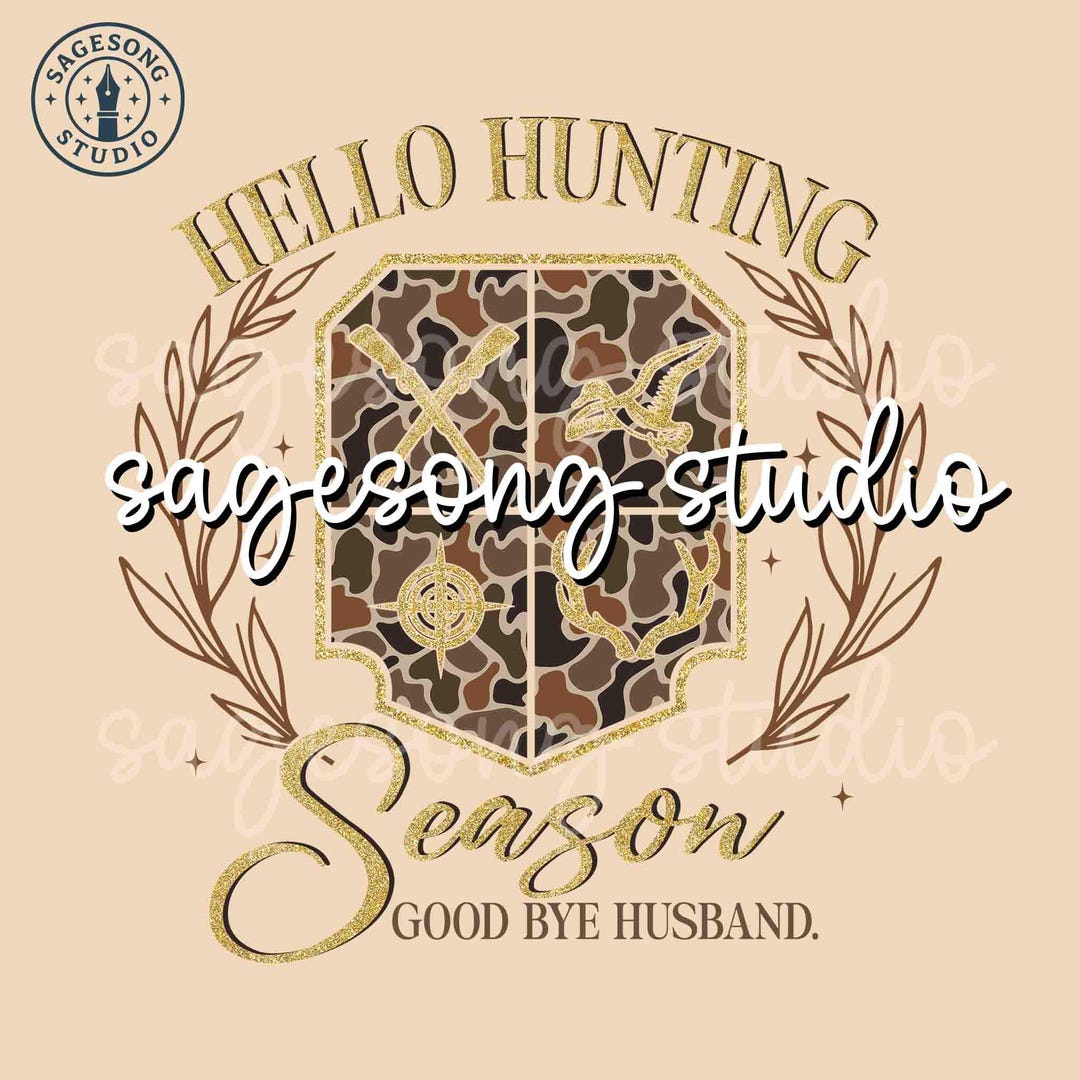 Hello Hunting Season Png, Goodbye Husband Png, Glitter Preppy Camo Bow ...