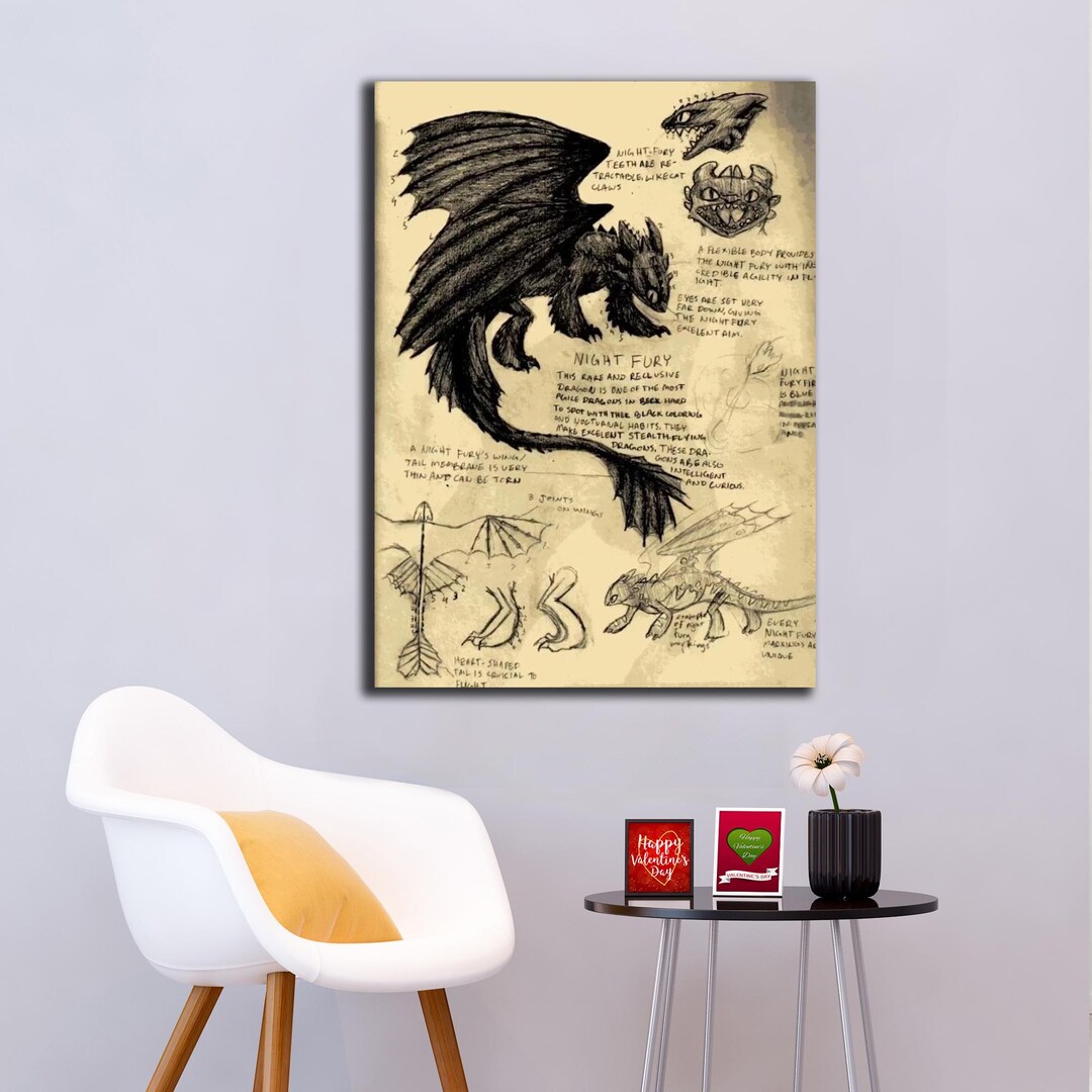 Vintage Dragon Blueprint Poster, Game Room Decor - Etsy UK