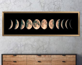 Moon Phases Canvas. Lunar Phases. Moon Canvas. Vintage Solar System Art ...