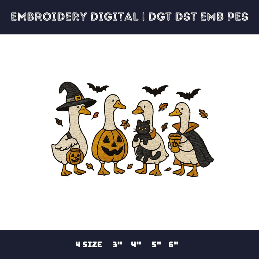 Halloween Embroidery Design, Goose Embroidery, Halloween Goose, Silly ...