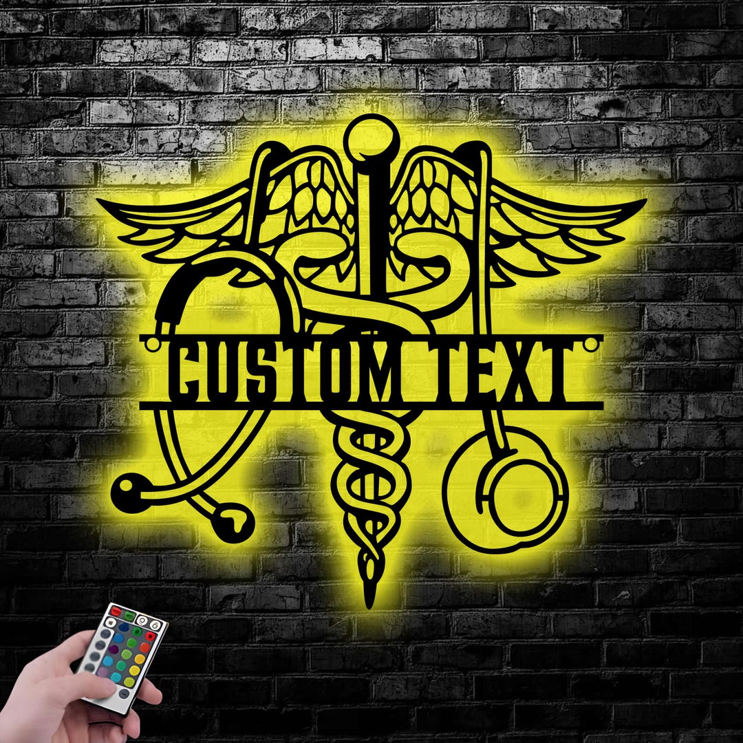Personalized Medical Symbol Caduceus MD Star Nursing Metal Wall Art ...