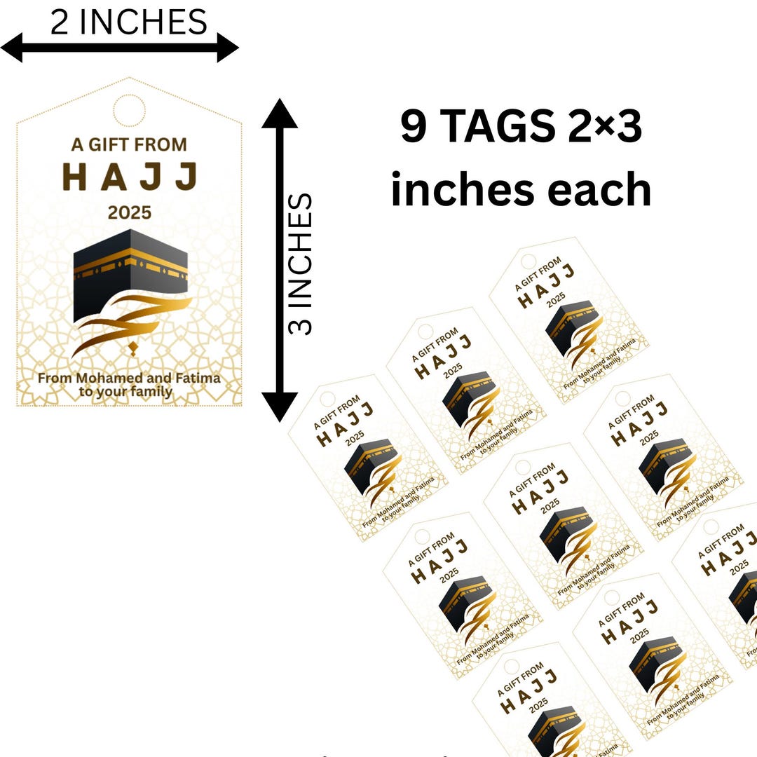 Hajj Mubarak Gift Tags | Islamic Favor, Editable Canva Template ...