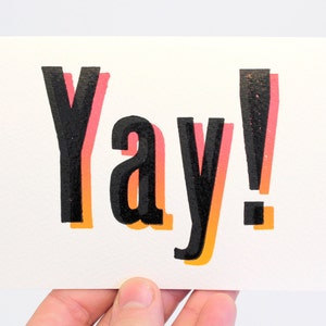 Yay Letterpress Card - Etsy