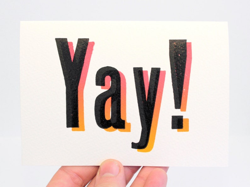 Yay Letterpress Card - Etsy