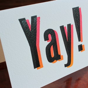 Yay Letterpress Card - Etsy