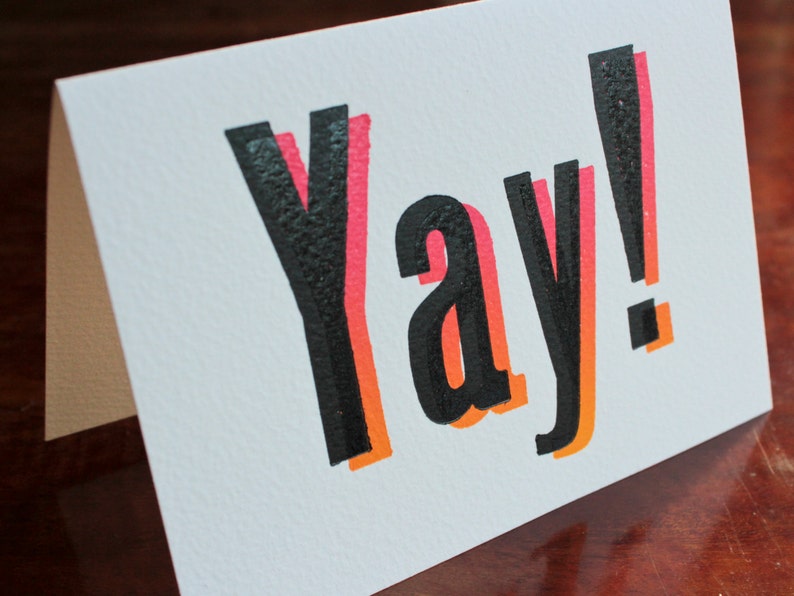Yay Letterpress Card - Etsy