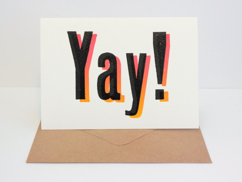 Yay Letterpress Card - Etsy