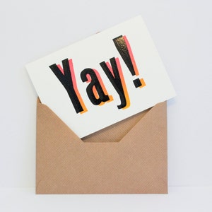 Yay Letterpress Card - Etsy