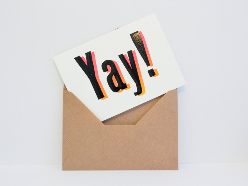 Yay Letterpress Card - Etsy