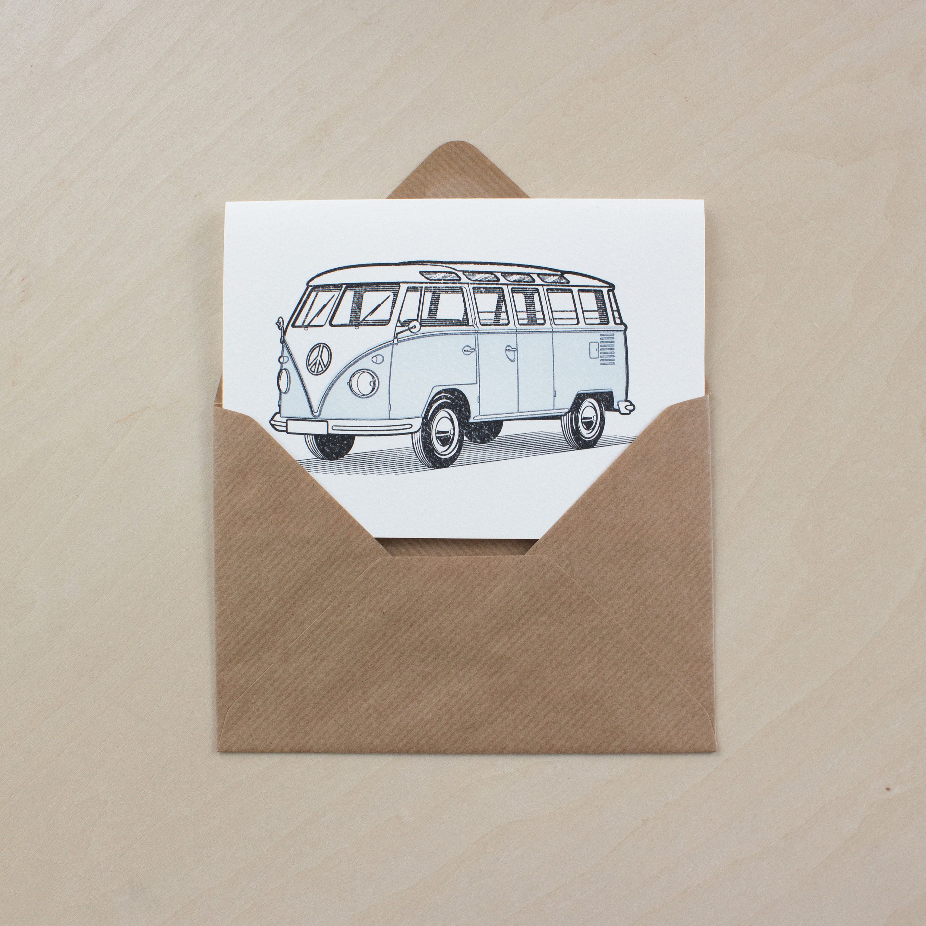 Hand Printed Letterpress Greeting Card - Van Life Vehicle Illustration ...
