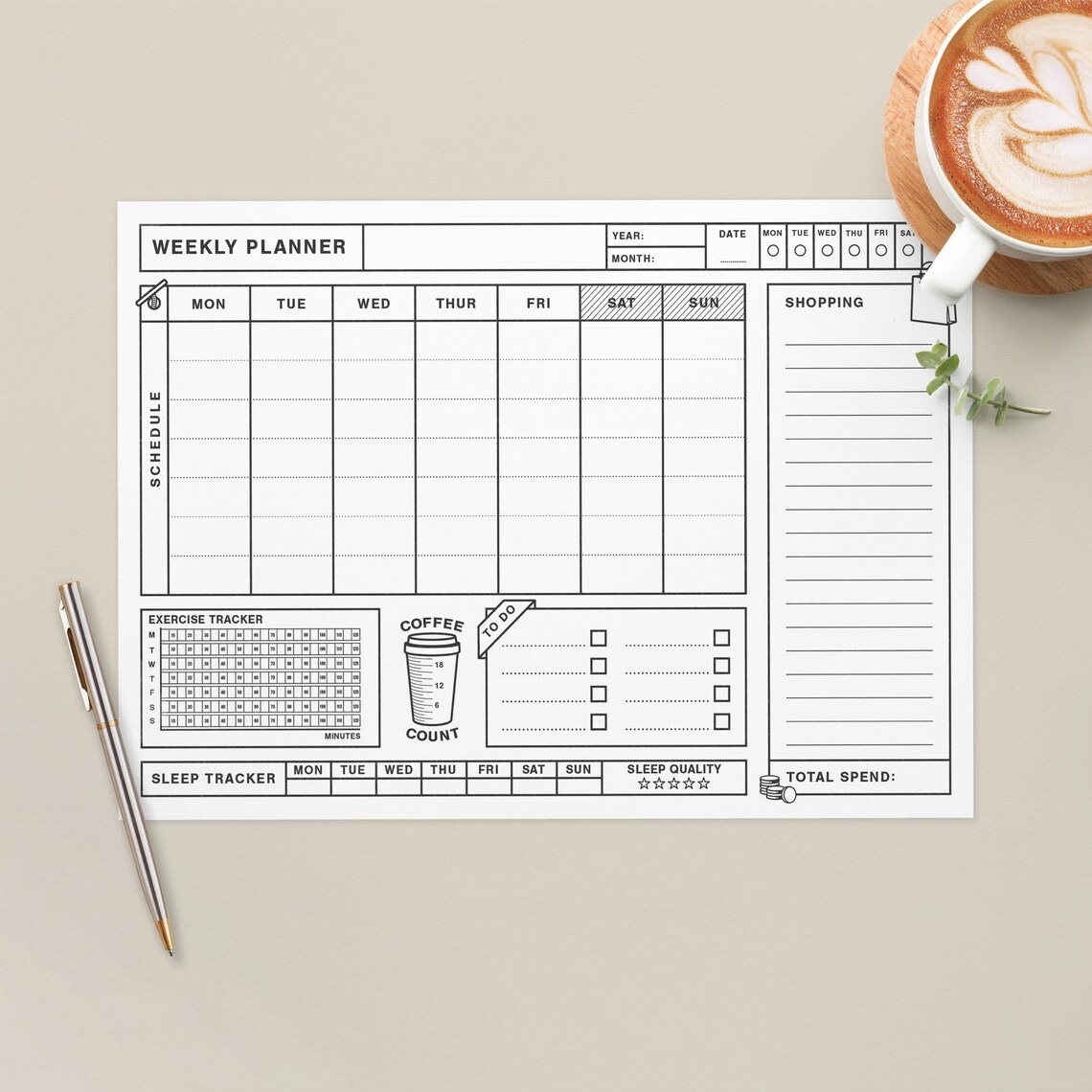 Printable Weekly Planner - A4 Size - Digital Download. - Etsy UK