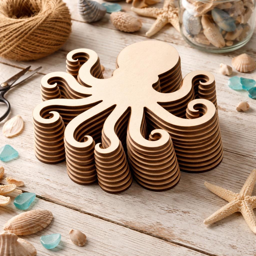 Octopus Wooden Cutout Blank for Ocean Crafts - Etsy