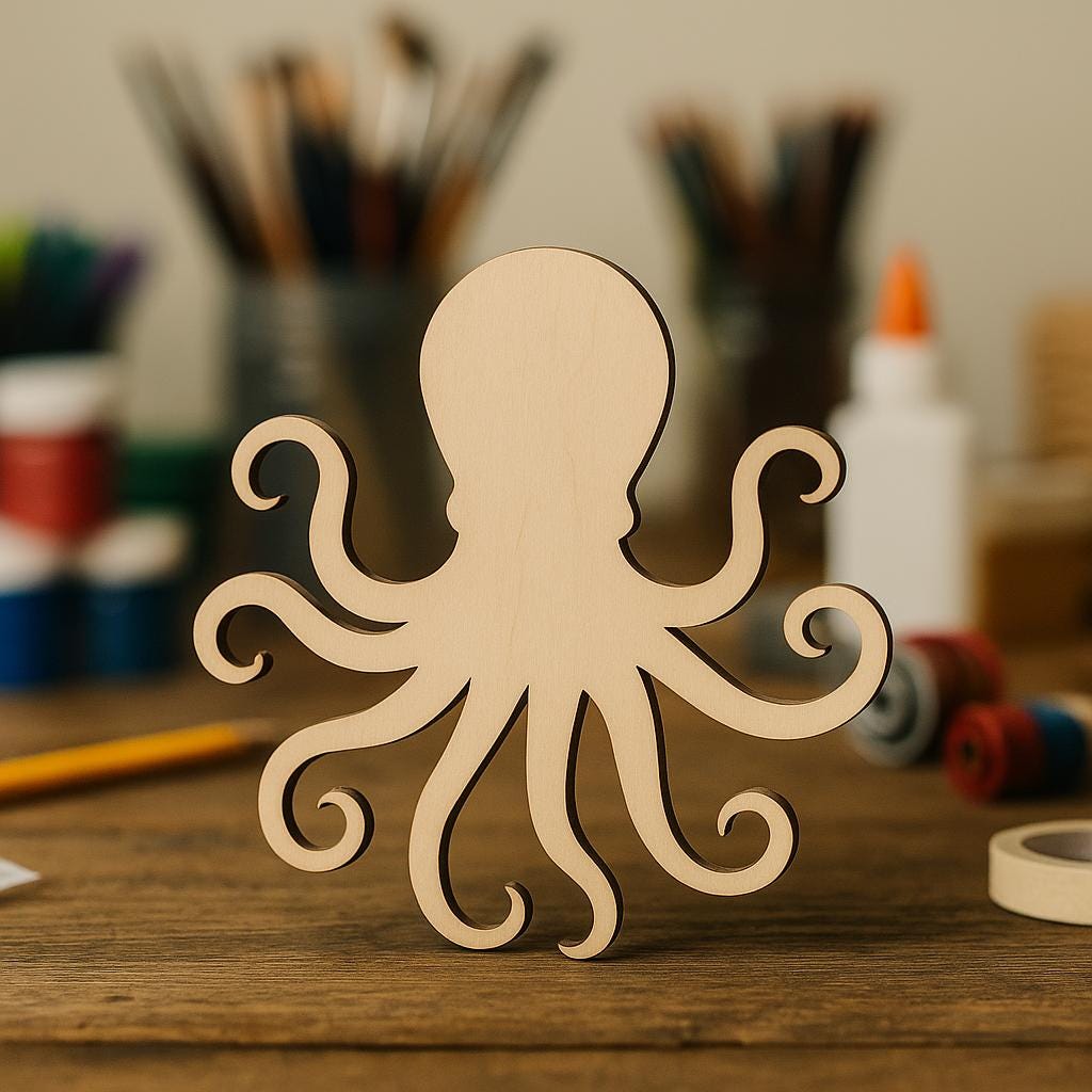 Octopus Wooden Cutout Blank for Ocean Crafts - Etsy