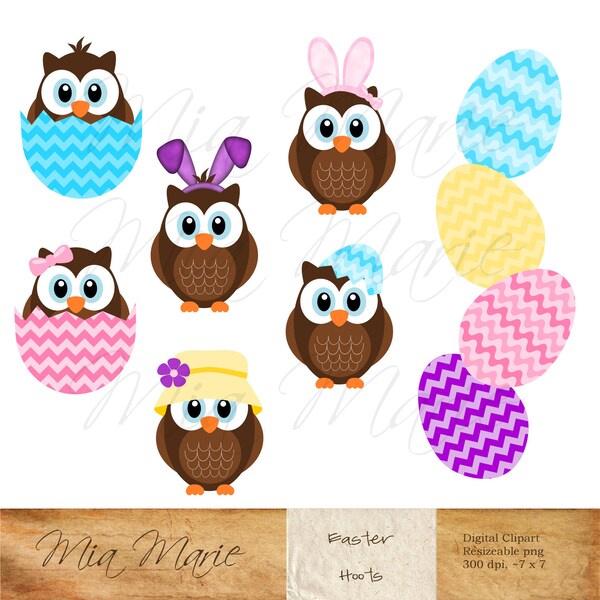 Easter Owl Clipart - Etsy