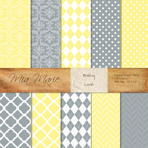 Yellow Gray Damask - Etsy