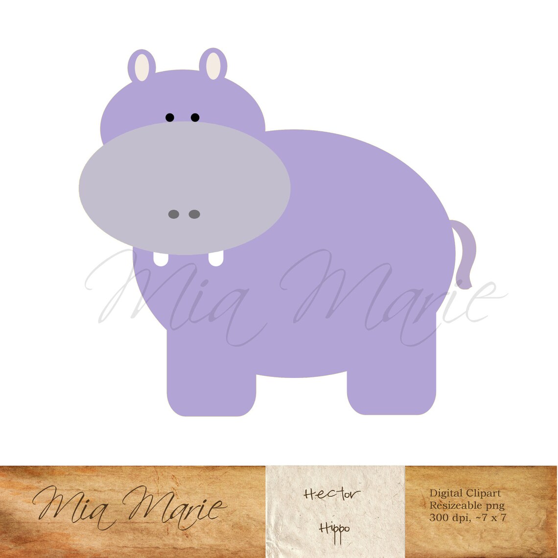 INSTANT DOWNLOAD Digital Clip Art Hippo Clipart, Hippo Clip Art, Zoo ...