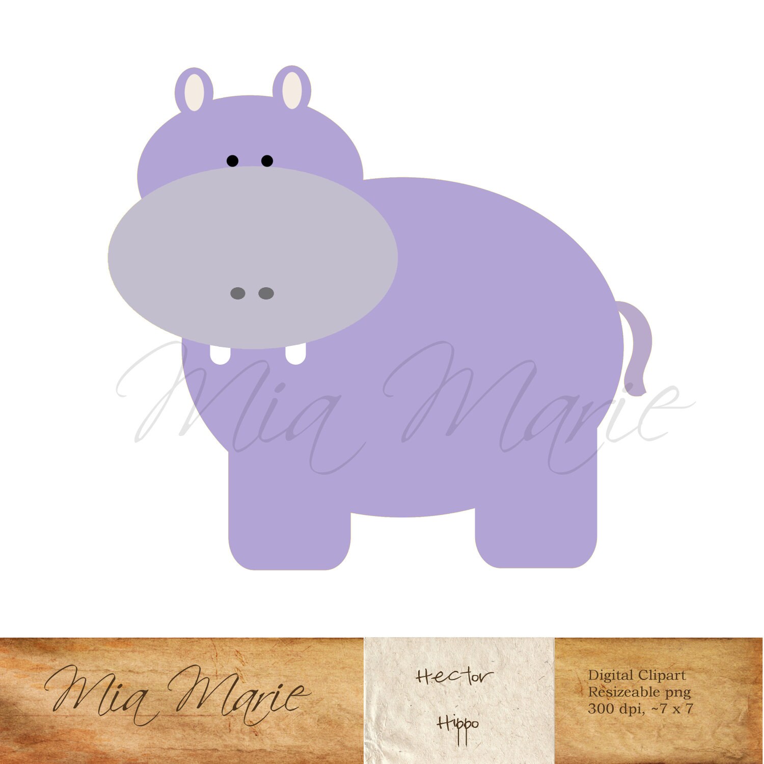 INSTANT DOWNLOAD Digital Clip Art Hippo Clipart, Hippo Clip Art, Zoo ...