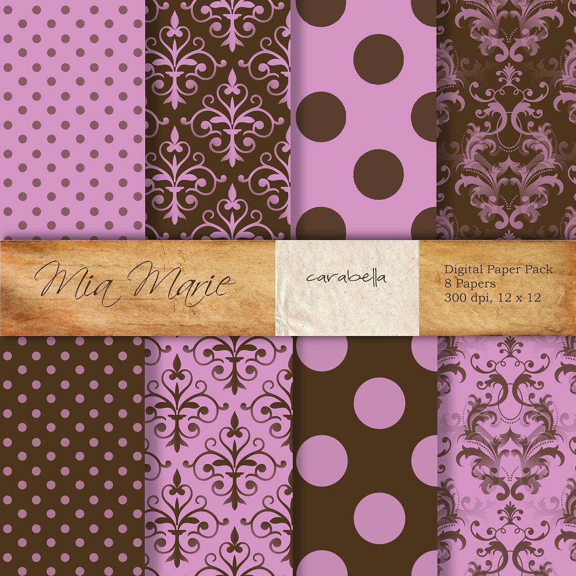 INSTANT DOWNLOAD Digital Papers Scrapbooking Backgrounds Pink, Brown ...