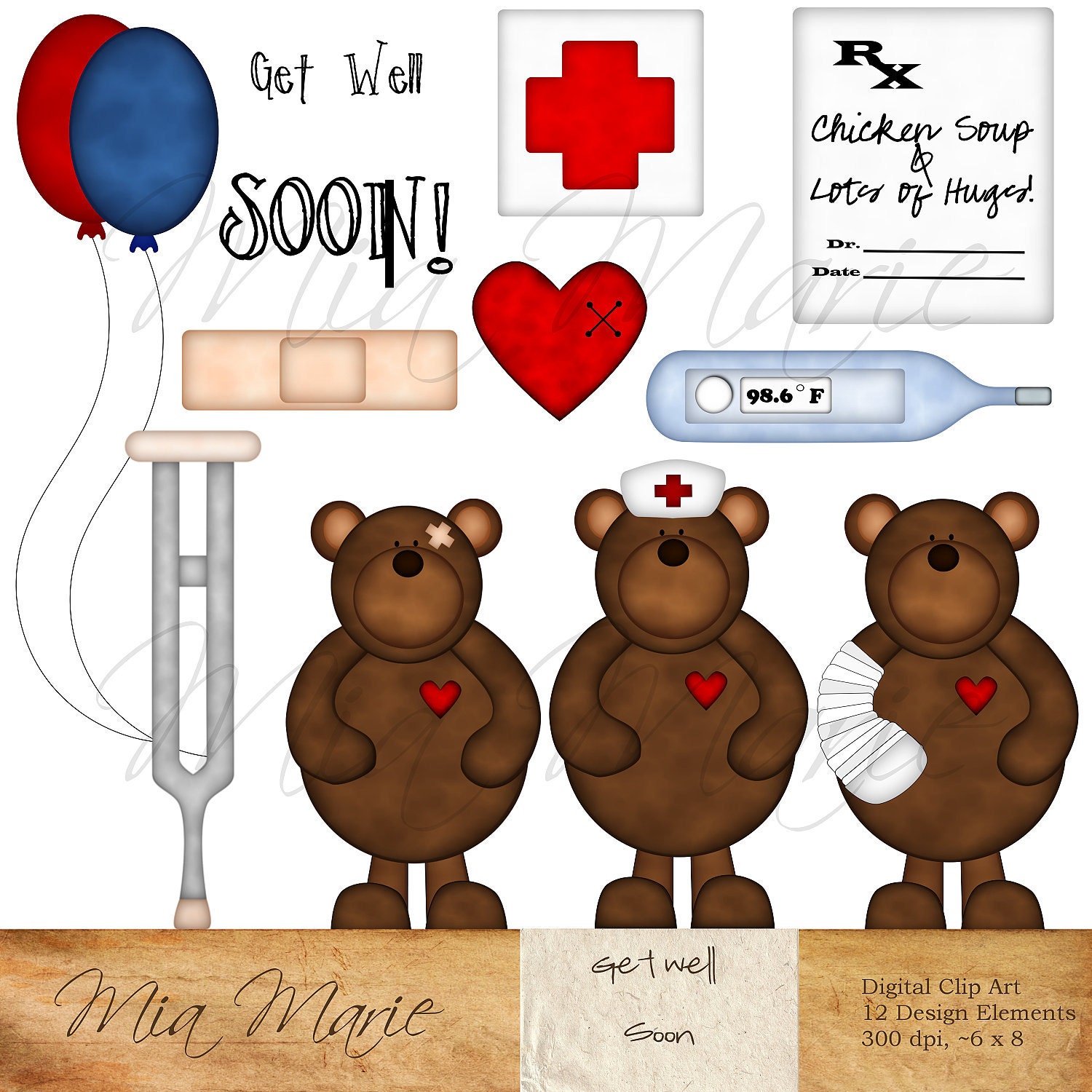 Get Well Soon Teddy Bear Clipart