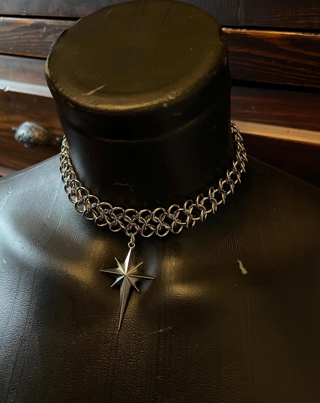 Handmade Chainmail Choker – Gothic North Star Pendant Necklace - Etsy