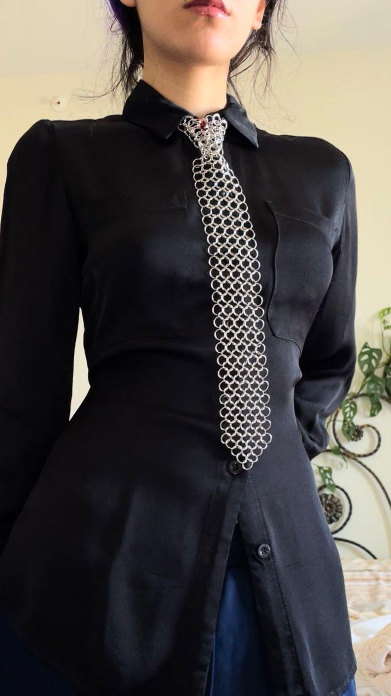 Handmade Chainmail Tie – Gothic Metal Necktie for Groom, Cosplay, LARP ...
